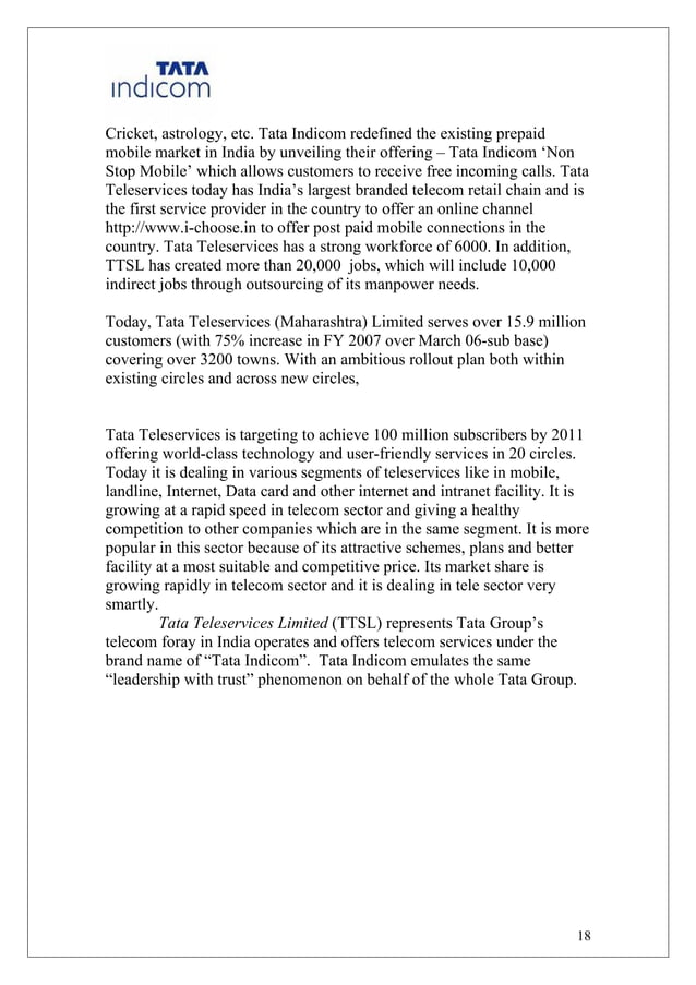 Final project tata indicom | PDF