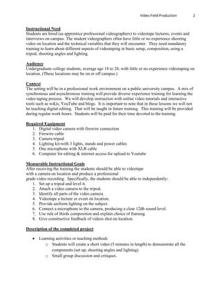 Video Field Production Training | PDF
