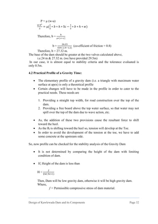 Design of Kawlewada Dam and its Components. | PDF