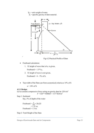 Design of Kawlewada Dam and its Components. | PDF