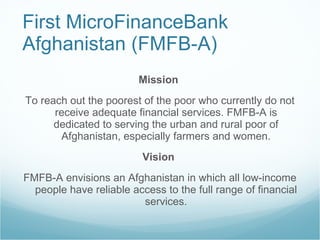 Hypothetical MFI: First MicroFinanceBank Afghanistan | PPT