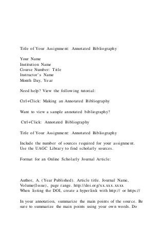 Final Project Annotated Bibliography[WLOs 3] [CLOs 1, 2, 3, 4] | PDF ...