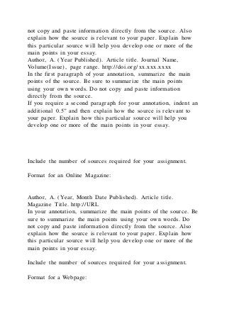 Final Project Annotated Bibliography[WLOs 3] [CLOs 1, 2, 3, 4] | PDF