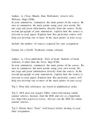 Final Project Annotated Bibliography[WLOs 3] [CLOs 1, 2, 3, 4] | PDF