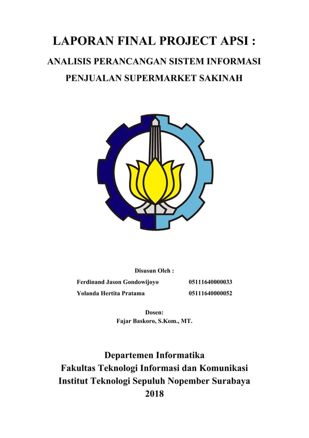Final Project APSI : ANALISIS PERANCANGAN SISTEM INFORMASI PENJUALAN SUPERMARKET SAKINAH | PDF