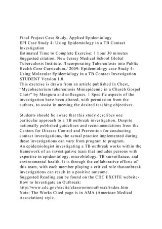Final Project Case Study, Applied EpidemiologyEPI Case Study 4.docx