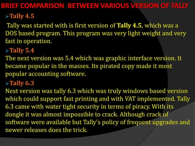Final project comparison between various version of tally | PDF ...