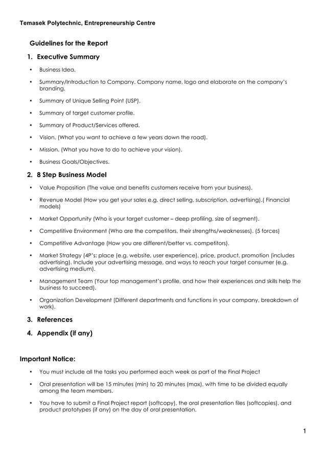 Temasek Polytechnic (EC) Final project guideline | PDF