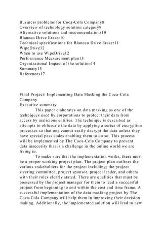 Final Project Implementing Data Masking the Coca-Co.docx