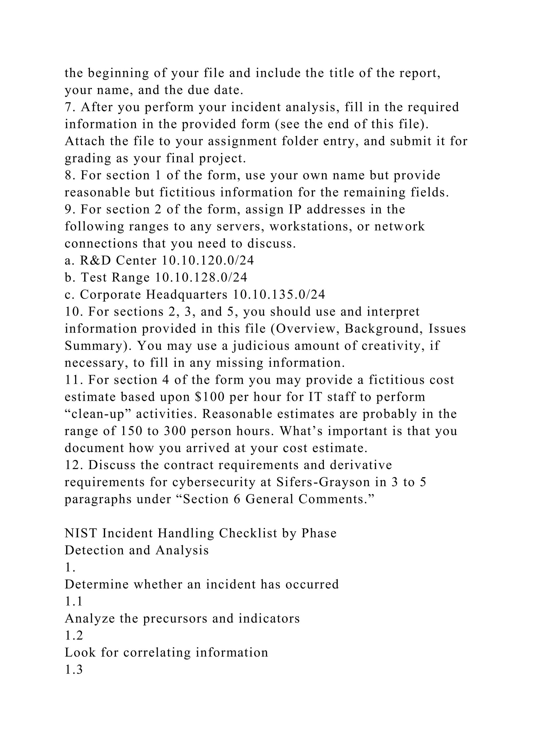 Final Project – Incident Response Exercise SAMPLE.docx