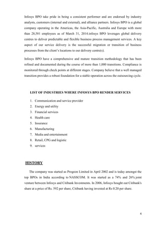 financial study of infosys BPO limited | PDF
