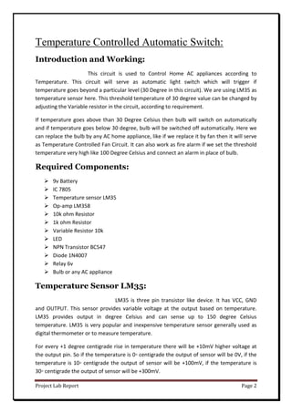 Automatic Temperature Controlled Switch | PDF | Home Appliances | Home & Garden