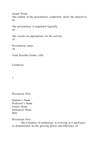 Final Project Lesson Plan and PresentationScoring Guide | DOCX