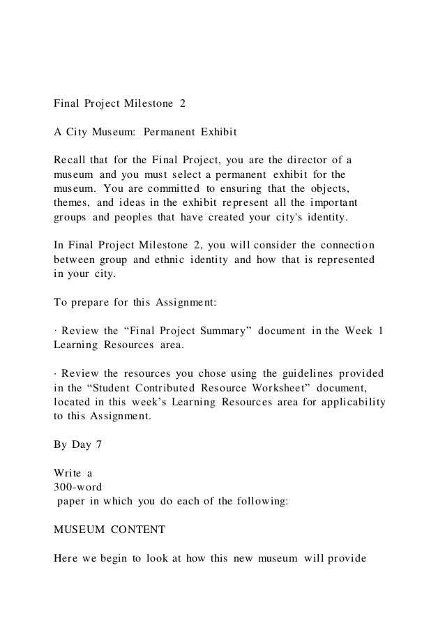 Final Project Milestone 2A City Museum Permanent Exhibit | PDF