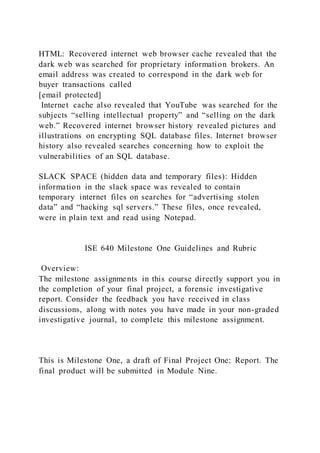 Final Project Milestone One Draft of ReportTo complete this | DOCX