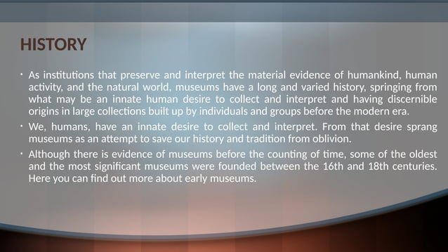 FINAL PROJECT MUSEUM RESEARCH. with types and other design ...