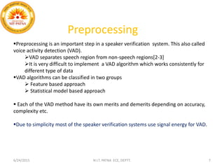 SPEKER RECOGNITION UNDER LIMITED DATA CODITION | PPT