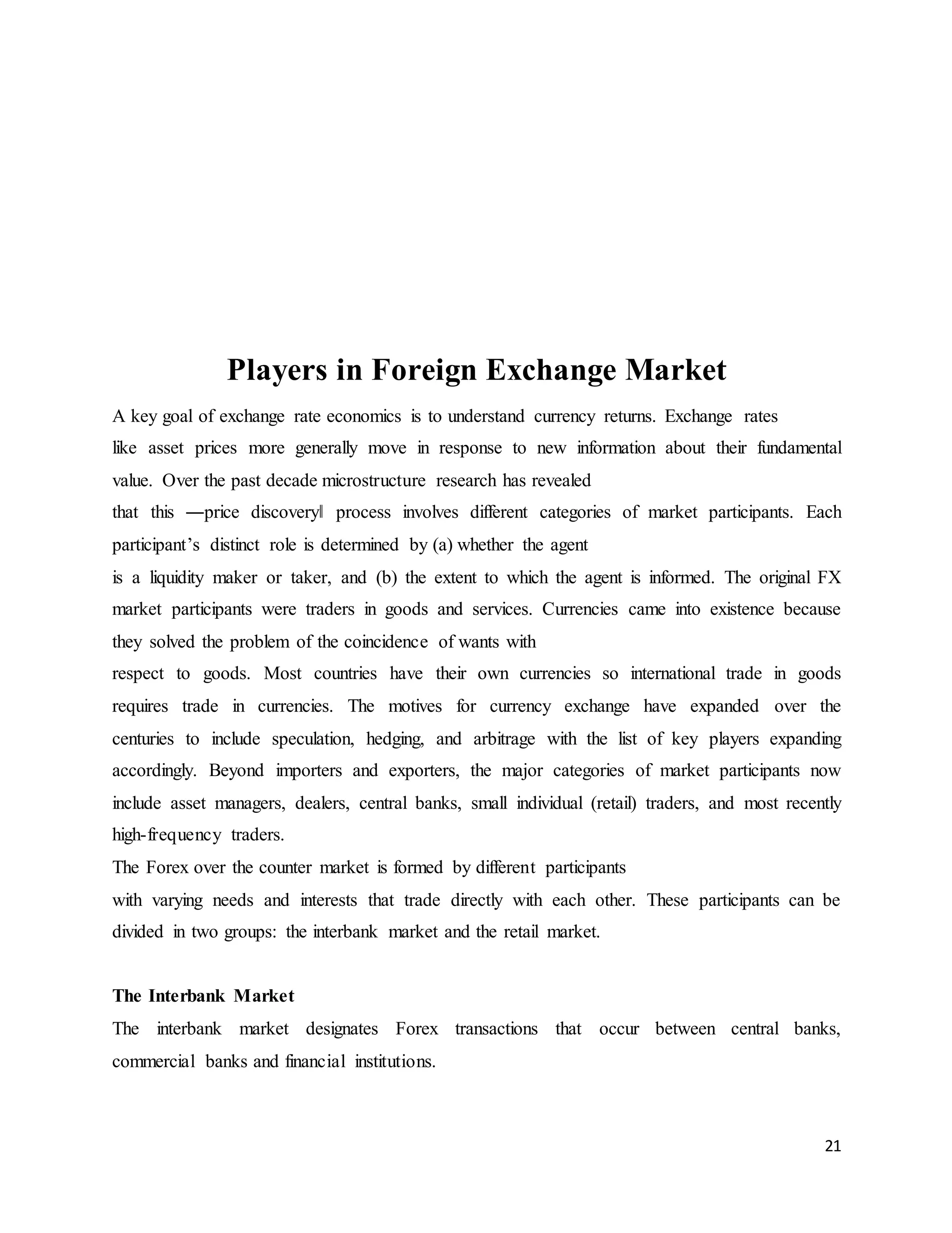 project of foreign exchange market | DOCX