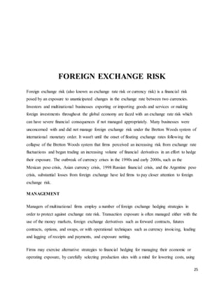 project of foreign exchange market | DOCX