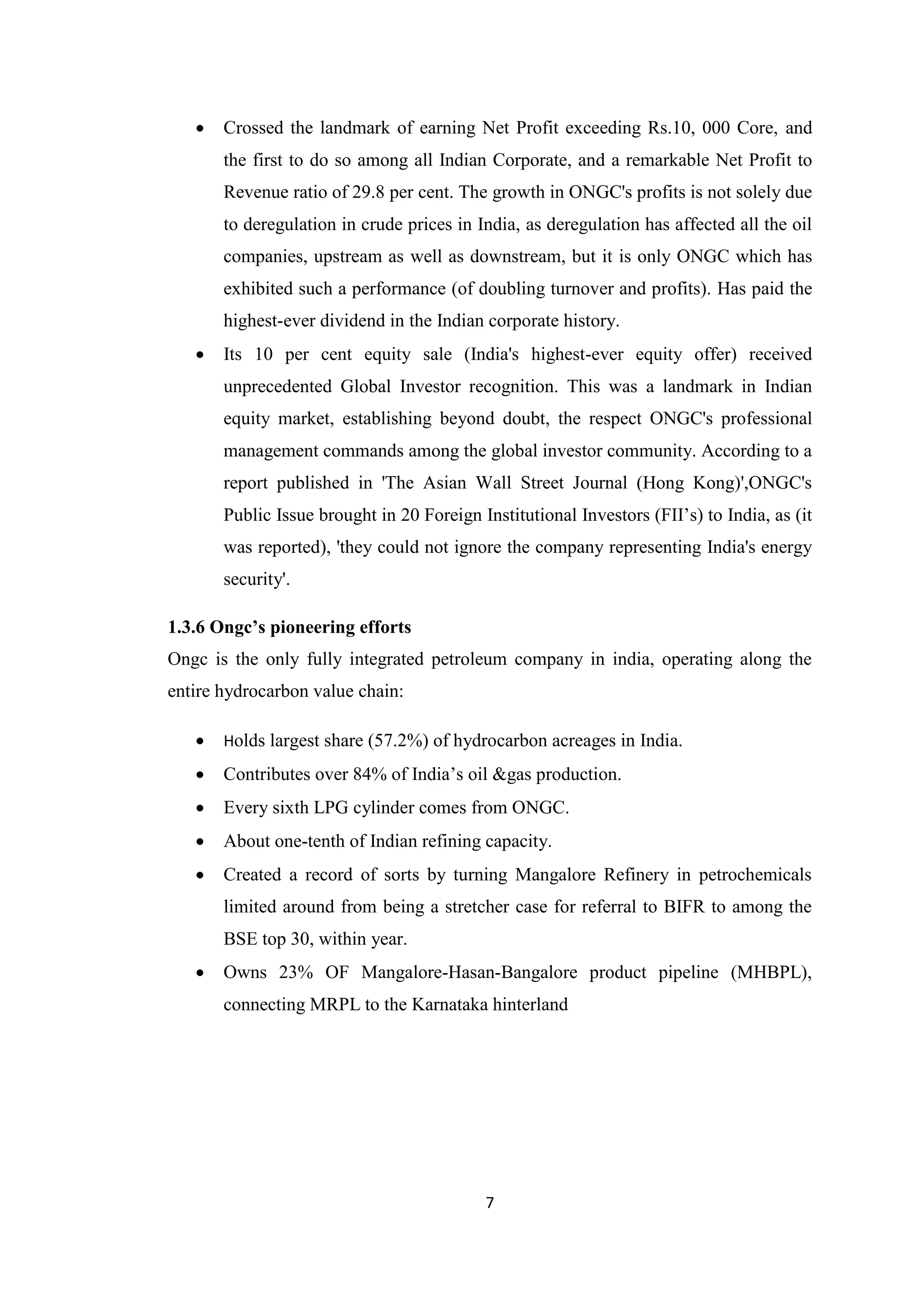 financial analysis of ongc Final project | PDF