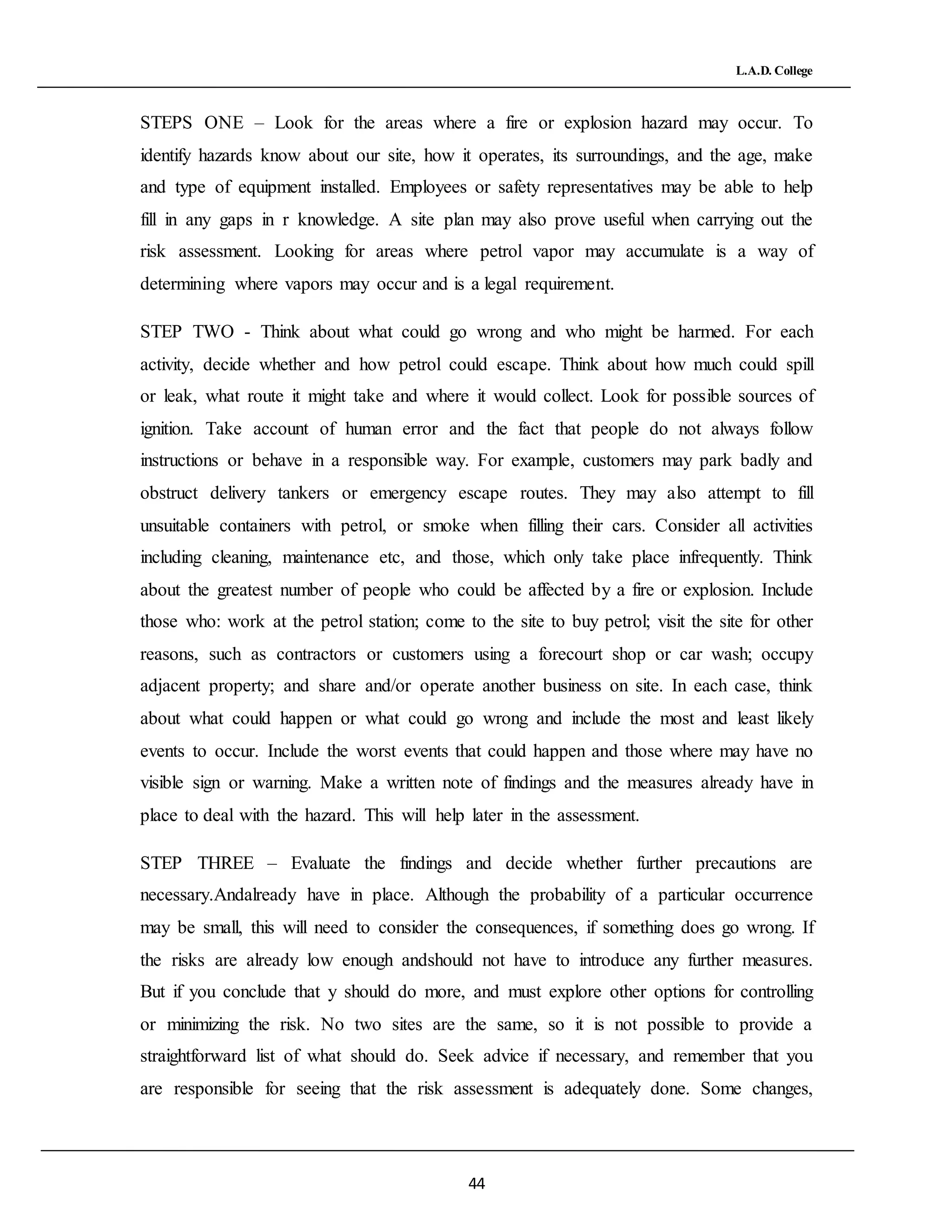 project on safety and prevention measures in petrol pumps of indianoil ...