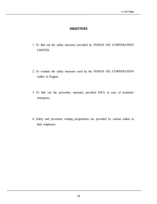project on safety and prevention measures in petrol pumps of indianoil ...