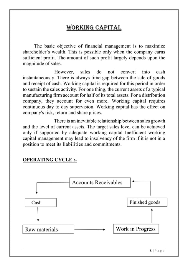 WORKING CAPITAL MANAGEMENT PROJECT REPORT | PDF | Business Accounting ...