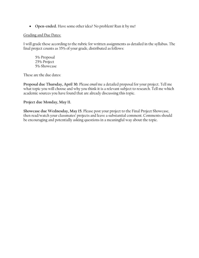 Final project options | PDF