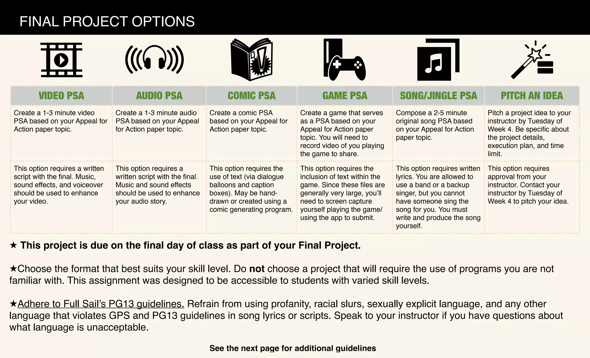 Creative Final Project Options | PPT