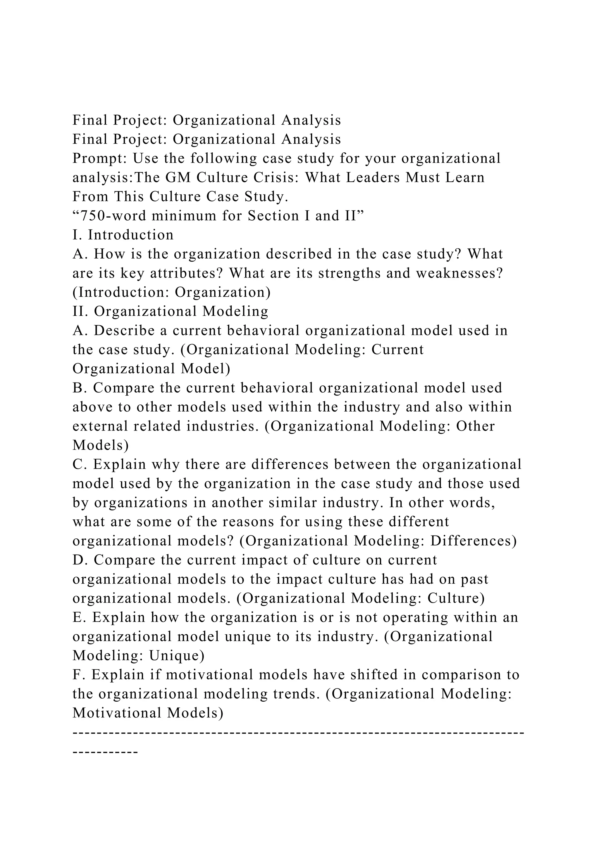 Final Project Organizational AnalysisFinal Project Organizatio.docx