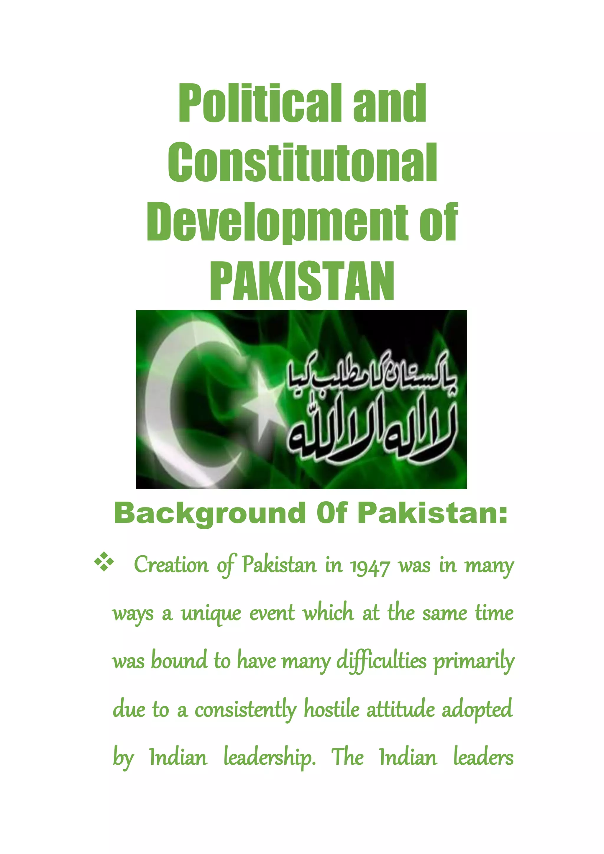 Political and Constitutonal Development of PAKISTAN | PDF