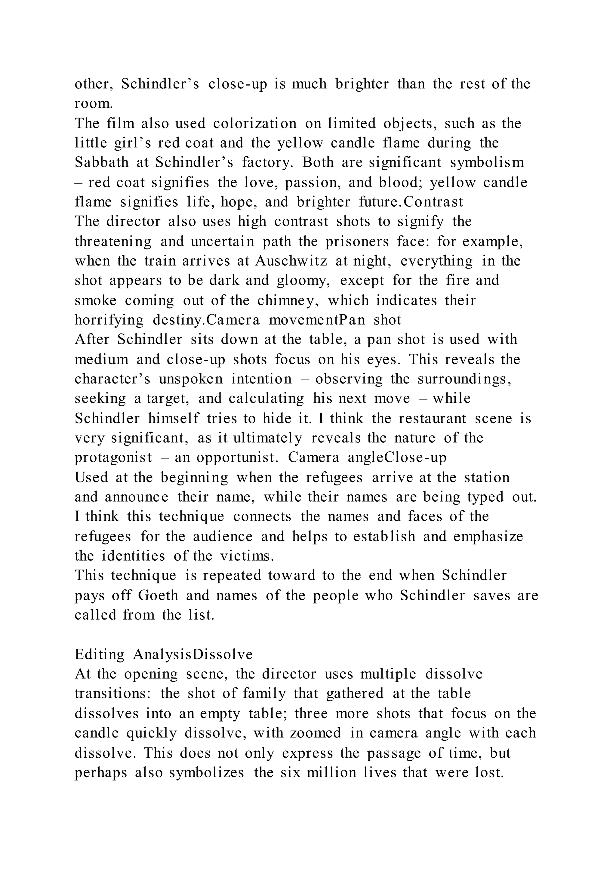 Final Project Part 2Cinematic Analysis of Schindler’s ListAlph | DOCX