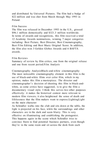 Final Project Part 2Cinematic Analysis of Schindler’s ListAlph | DOCX