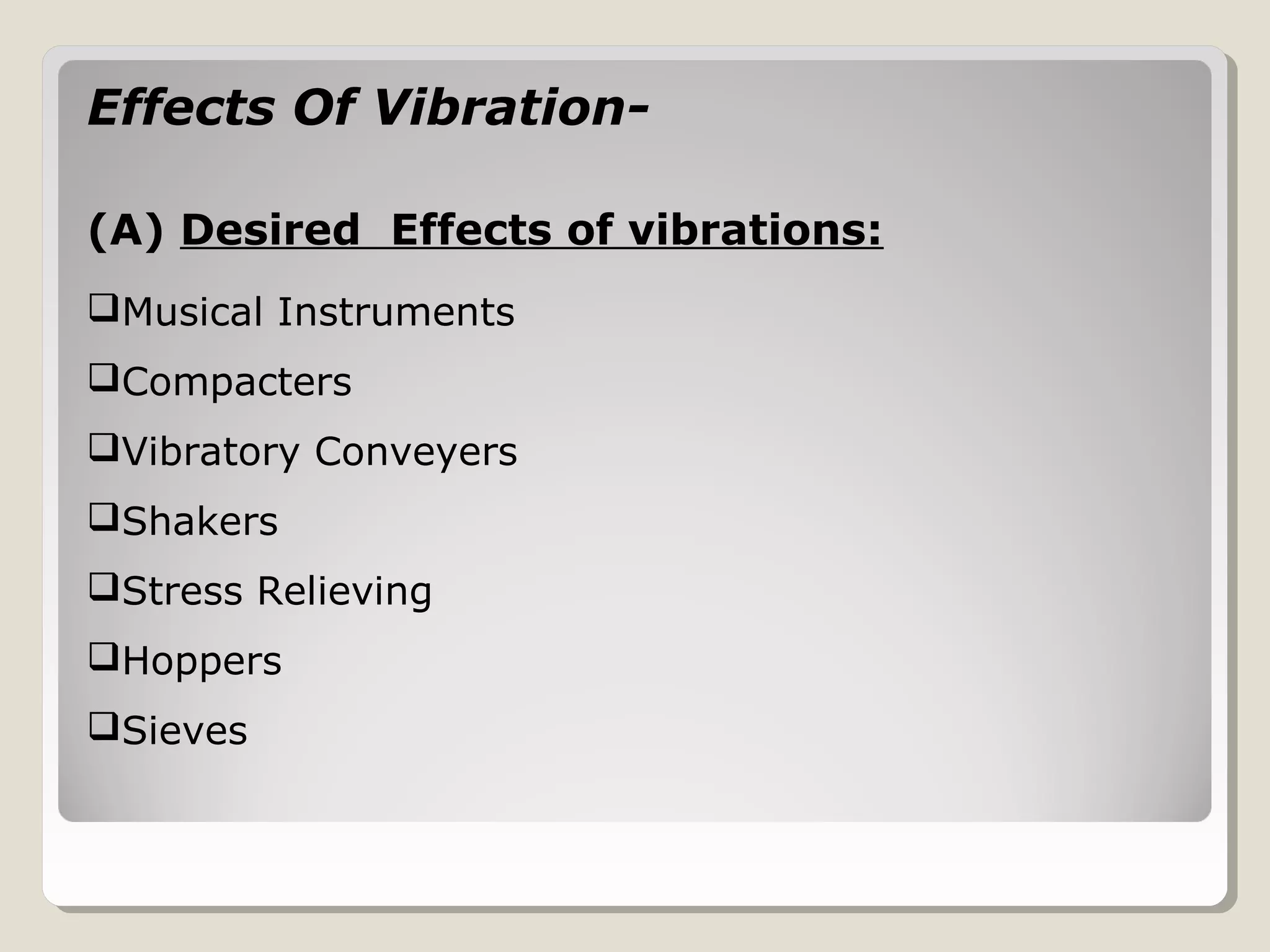 Design of Tuned Mass Vibration Absorber - Case Stude | PPT
