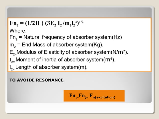 Design of Tuned Mass Vibration Absorber - Case Stude | PPT
