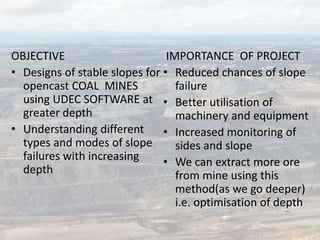 optimisation of depth of opencast coal mine using udec software | PPTX ...