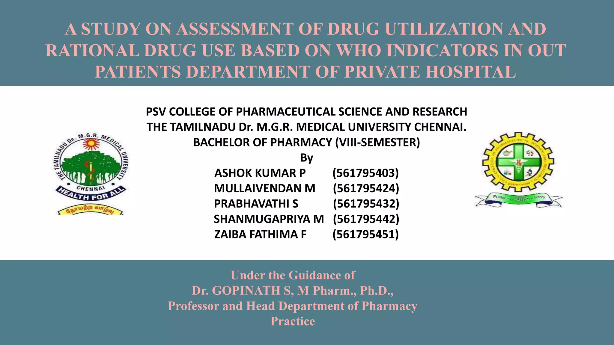 Assessment of drug utilization and rational drug use on WHO indication ...