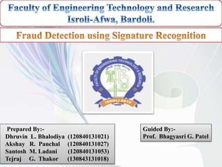 Fraud Detection Using Signature Recognition | PPTX