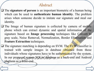 Fraud Detection Using Signature Recognition | PPTX