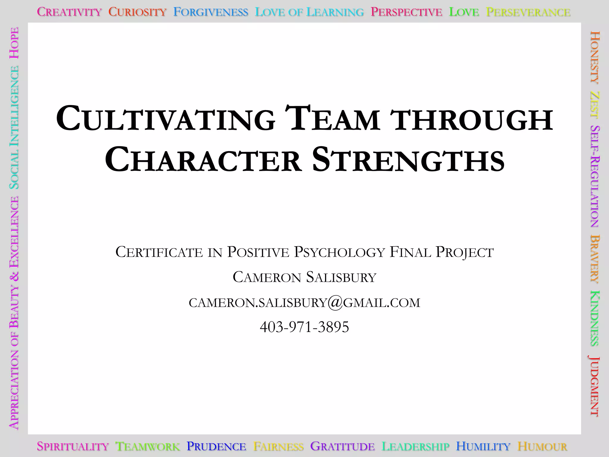 Cultivating Teams through Character Strengths | PDF