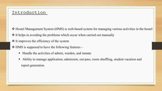 Online Hostel Management System Proposal | PPTX