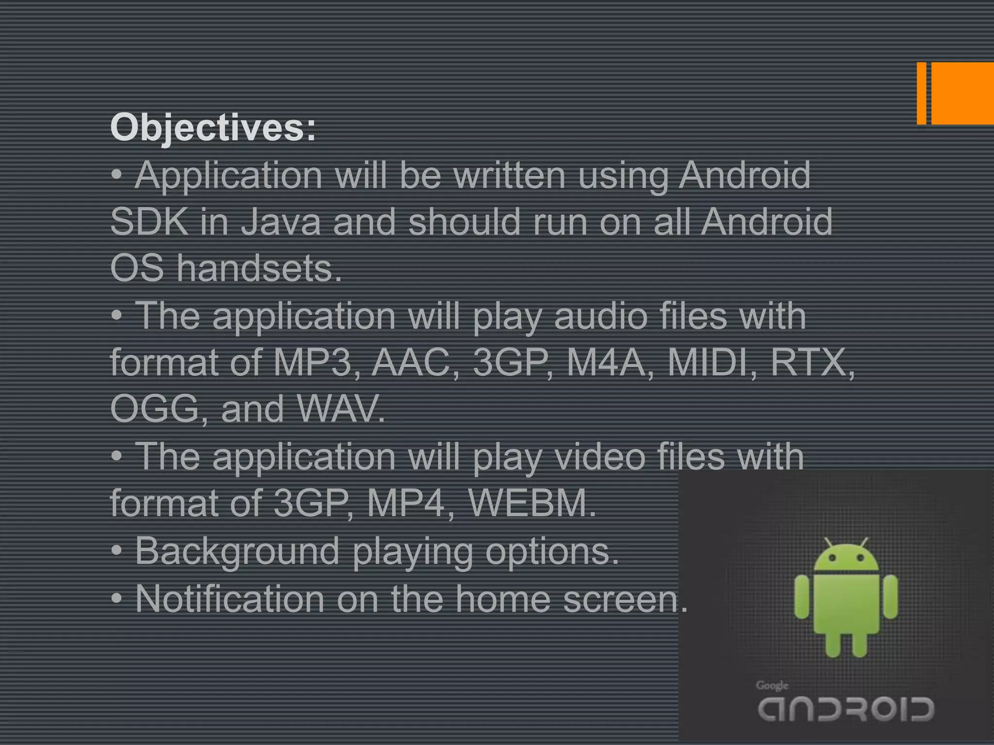 android media player project proposal | PPTX