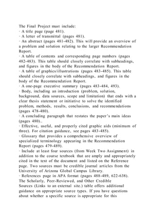 Final Project – Recommendation ReportThe purpose of the Final Pr | DOCX