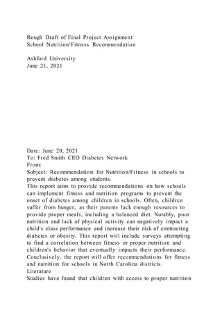 Final Project – Recommendation ReportThe purpose of the Final Pr | DOCX