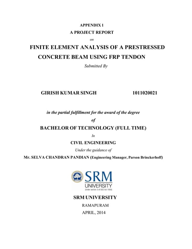 FINITE ELEMENT ANALYSIS OF A PRESTRESSED CONCRETE BEAM USING FRP TENDON | PDF