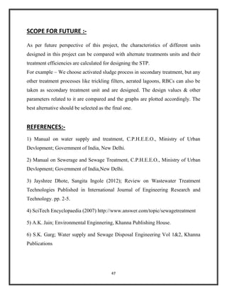 DESIGN OF A 30 MLD SEWAGE TREATMENT PLANT(PROJECT REPORT) | PDF
