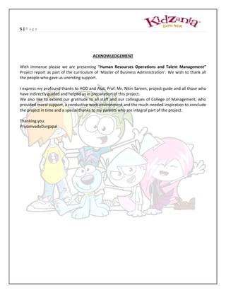 project report on hr operations and talent management | PDF