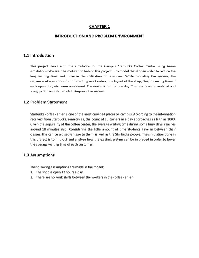 Simulation Modeling on Campus Starbucks Coffee Center | PDF | Desserts and Baking | Food & Drink