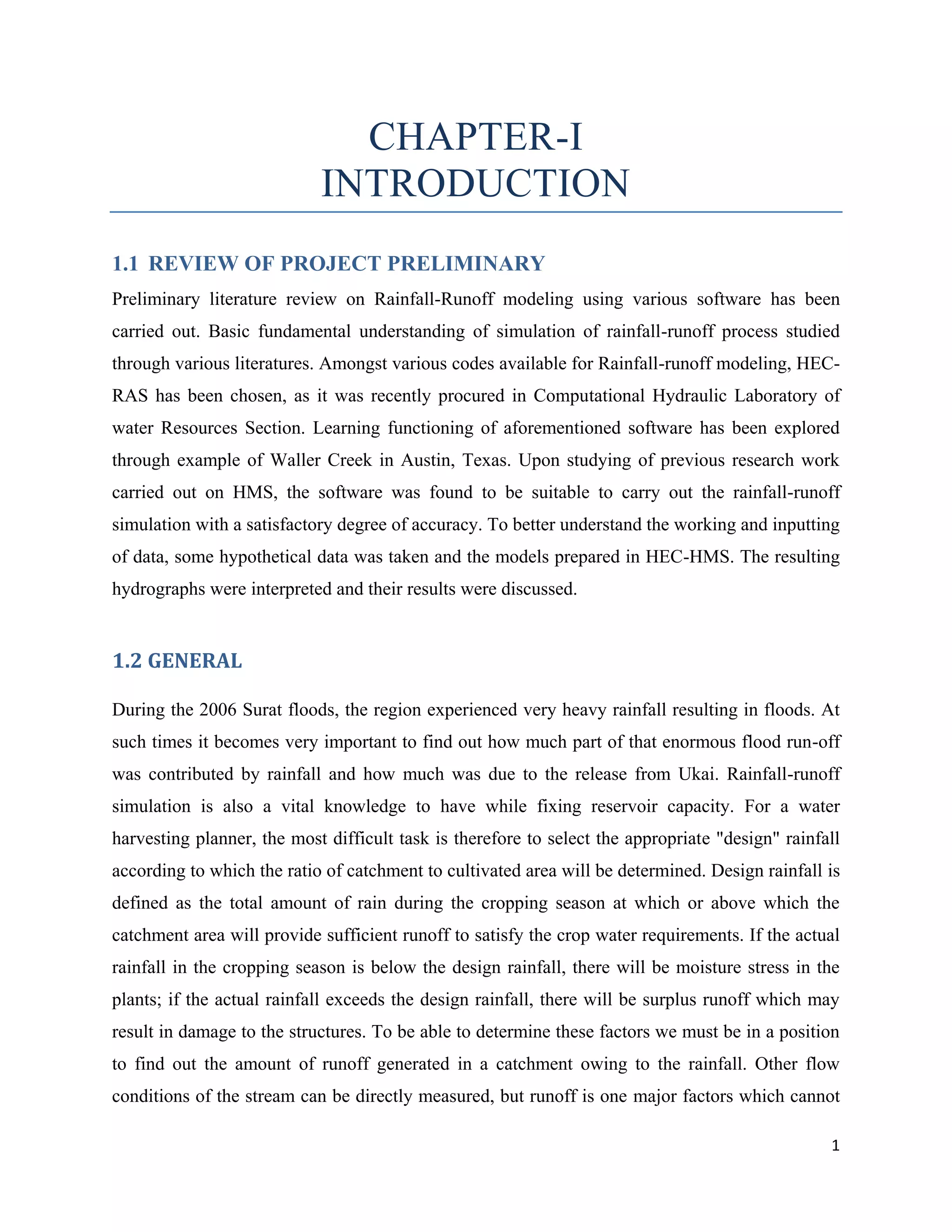 Rainfall Runoff Modelling on the Lower Tapi Basin using HEC-HMS | PDF