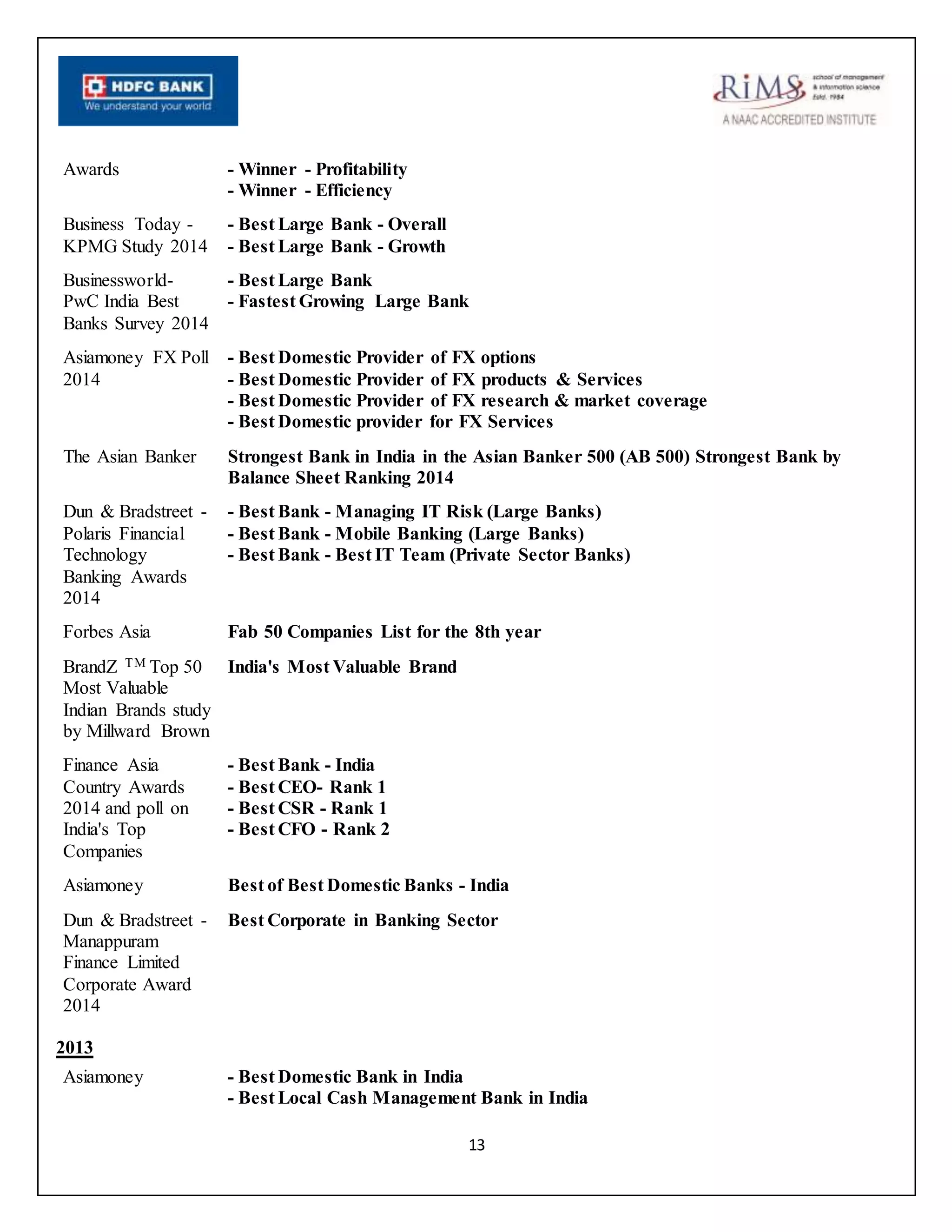 HDFC BANK REPORT | DOCX